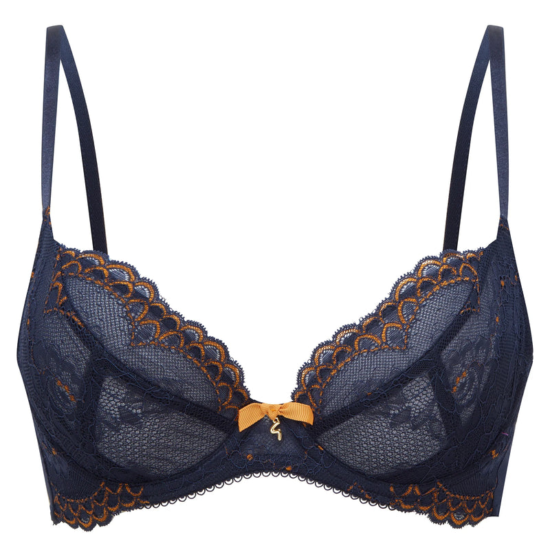 Gossard Superboost Lace Plunge Bra Midnight Blue Gold 7725 PRU – Lavinia