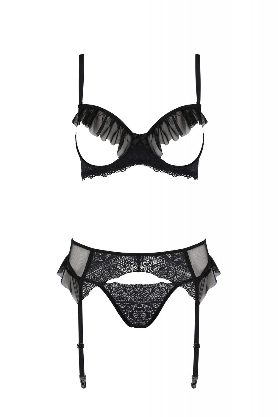 Sexy Open Cup Bra Garter Belt String Set Passion Kerria Eco Pae103090 — Lavinia Lingerie