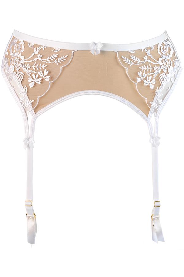 Elegant Sheer Mesh Garter Belt Axami White V-10782 @ Lavinia Lingerie
