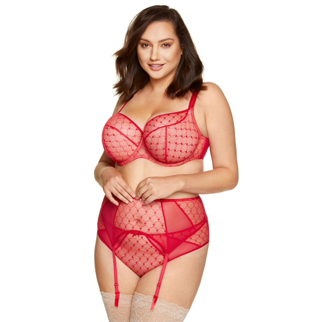 Sheer Mesh 3-Part Bra Gorteks Euphoria 2084 Red @ Lavinia Lingerie