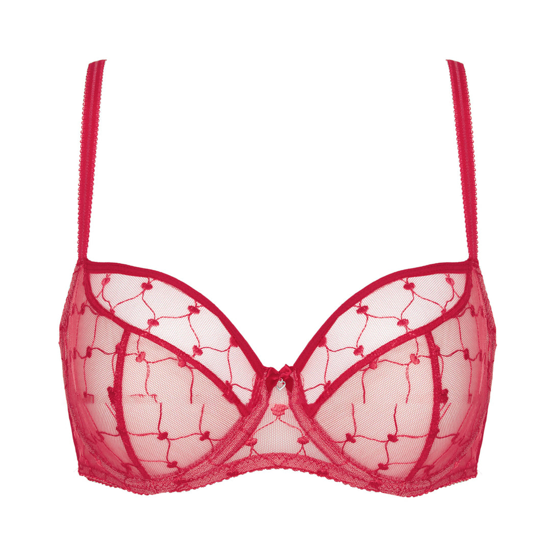 Sheer Mesh 3-Part Bra Gorteks Euphoria 2084 Red @ Lavinia Lingerie