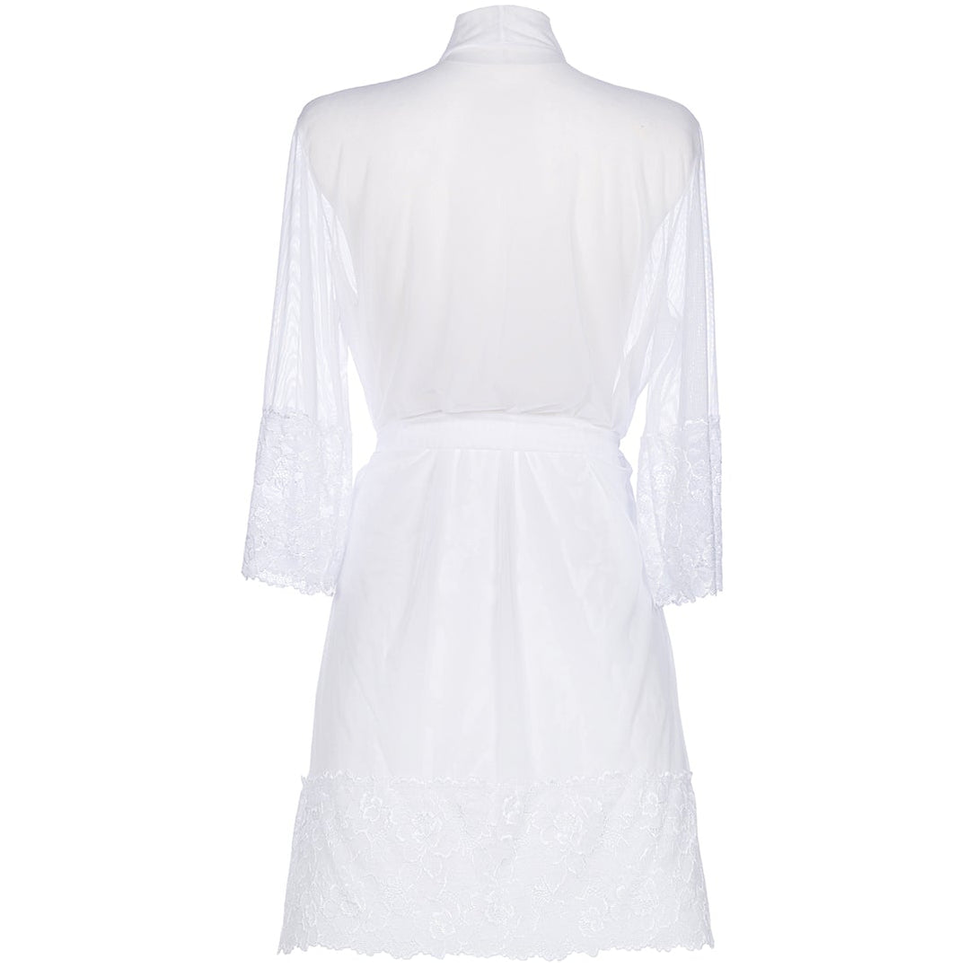 Sexy Sheer Mesh Lace Robe Axami Naughty White V-8850 @ Lavinia Lingerie