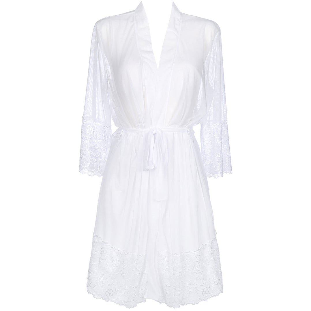 Sexy Sheer Mesh Lace Robe Axami Naughty White V-8850 @ Lavinia Lingerie